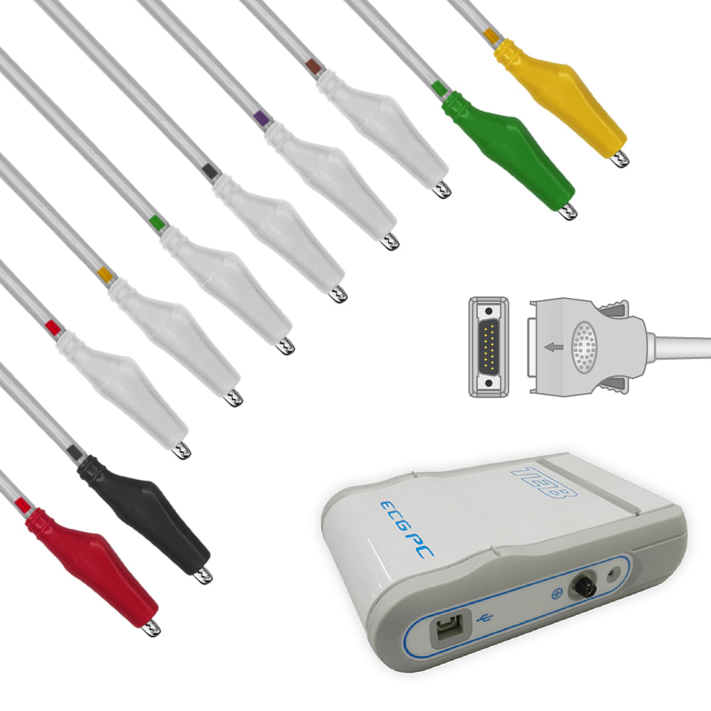 Cabo Paciente de 10 vias (Garra Jacaré) Compatível c/ ECG ECG-PC - TEB ...